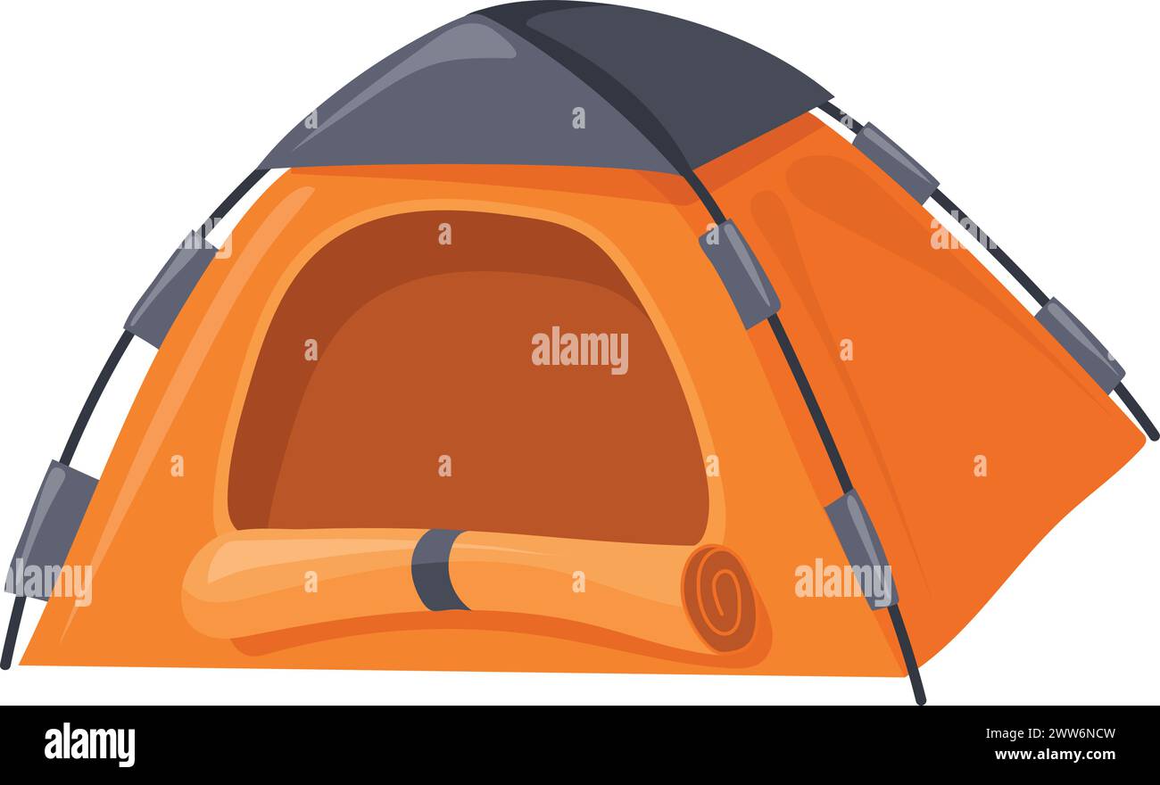 Camping tent cartoon icon. Outdoor tourist shelter isolated on white ...