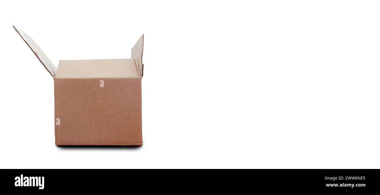 Open cardboard box on white background. Mockup for design Stock Photo ...