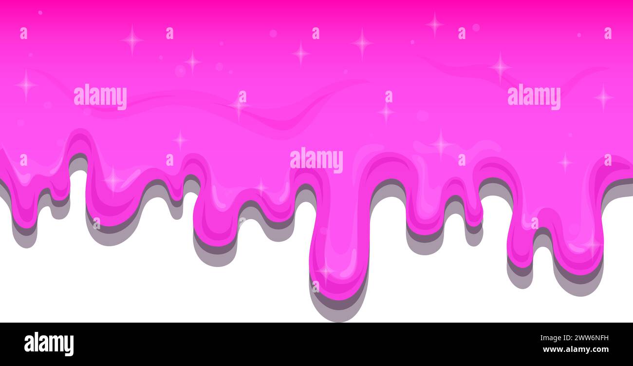 Dripping pink sparkling paint. Glossy artistic border. Vector ...