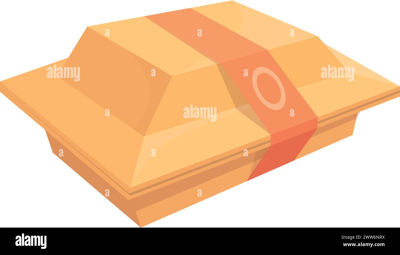 Takeaway food pack cartoon icon. Restaurant dinner package isolated on ...