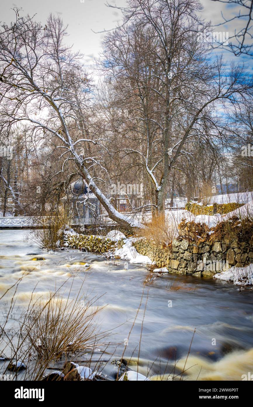 The Dam gates open at Lake Vasman in Ludvika, Sweden, due to snowmelt ...