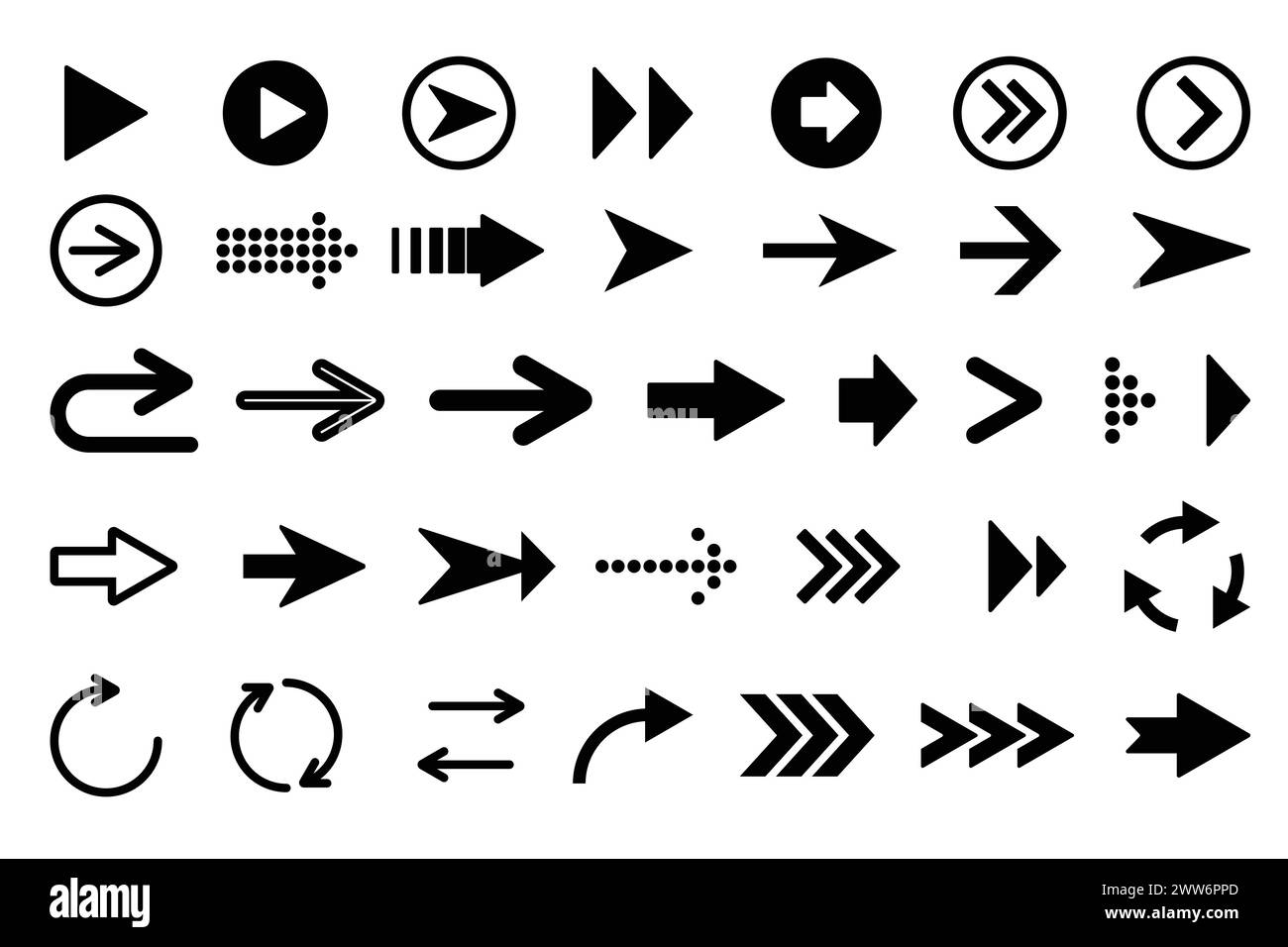 Collection different arrows sign, Arrow flat style isolated on white ...
