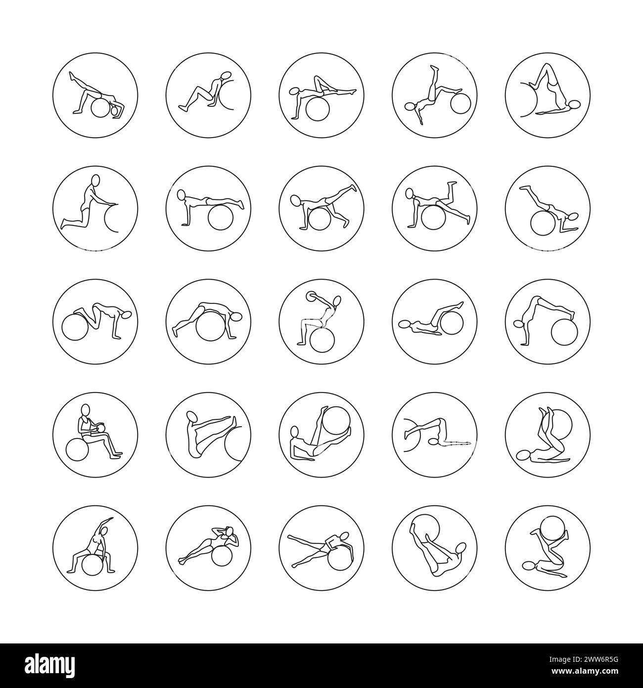 Girl exercises ball isolated Stock Vector Images - Alamy