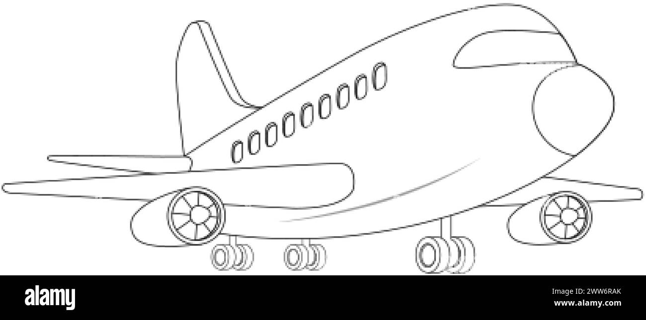 Simple outline of an airplane on a white background Stock Vector Image ...