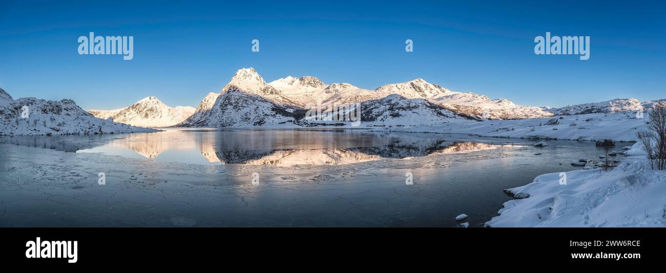 Lofoten Flakstad beach landscape mirroing, Norway Stock Photo - Alamy