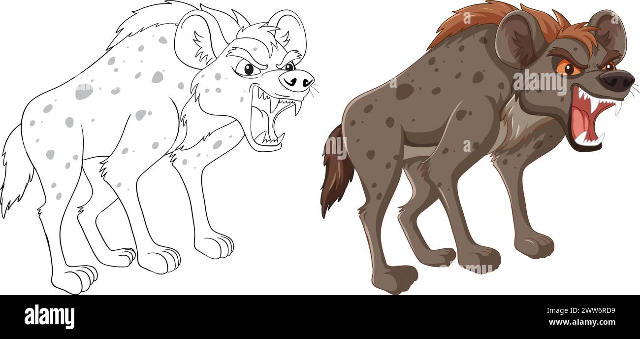 Illustration of a hyena from sketch to final color Stock Vector Image ...