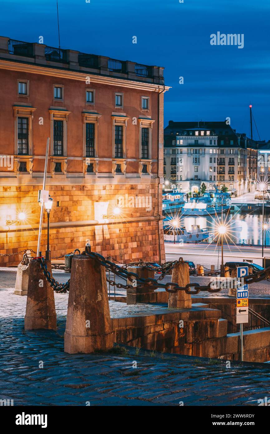 Stockholm, Sweden. Slottsbacken In Old Town Gamla Stan. Famous Popular ...
