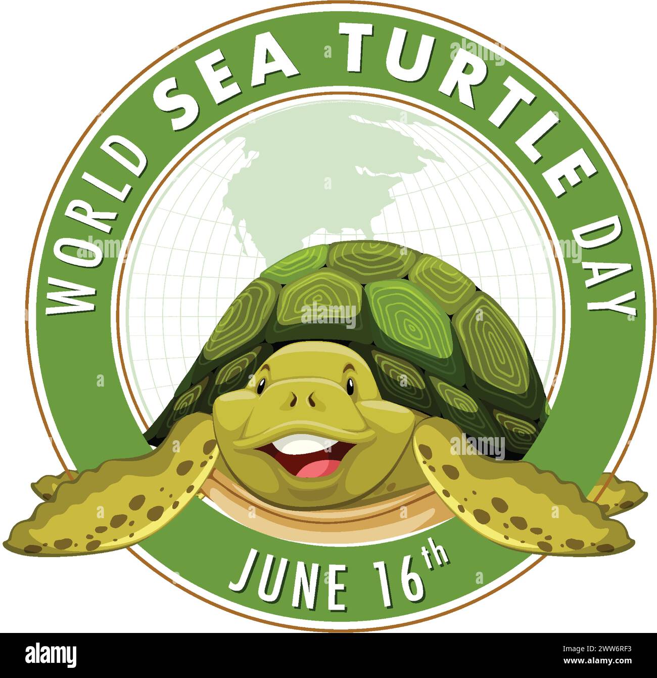 Cheerful turtle celebrating environmental awareness day Stock Vector ...