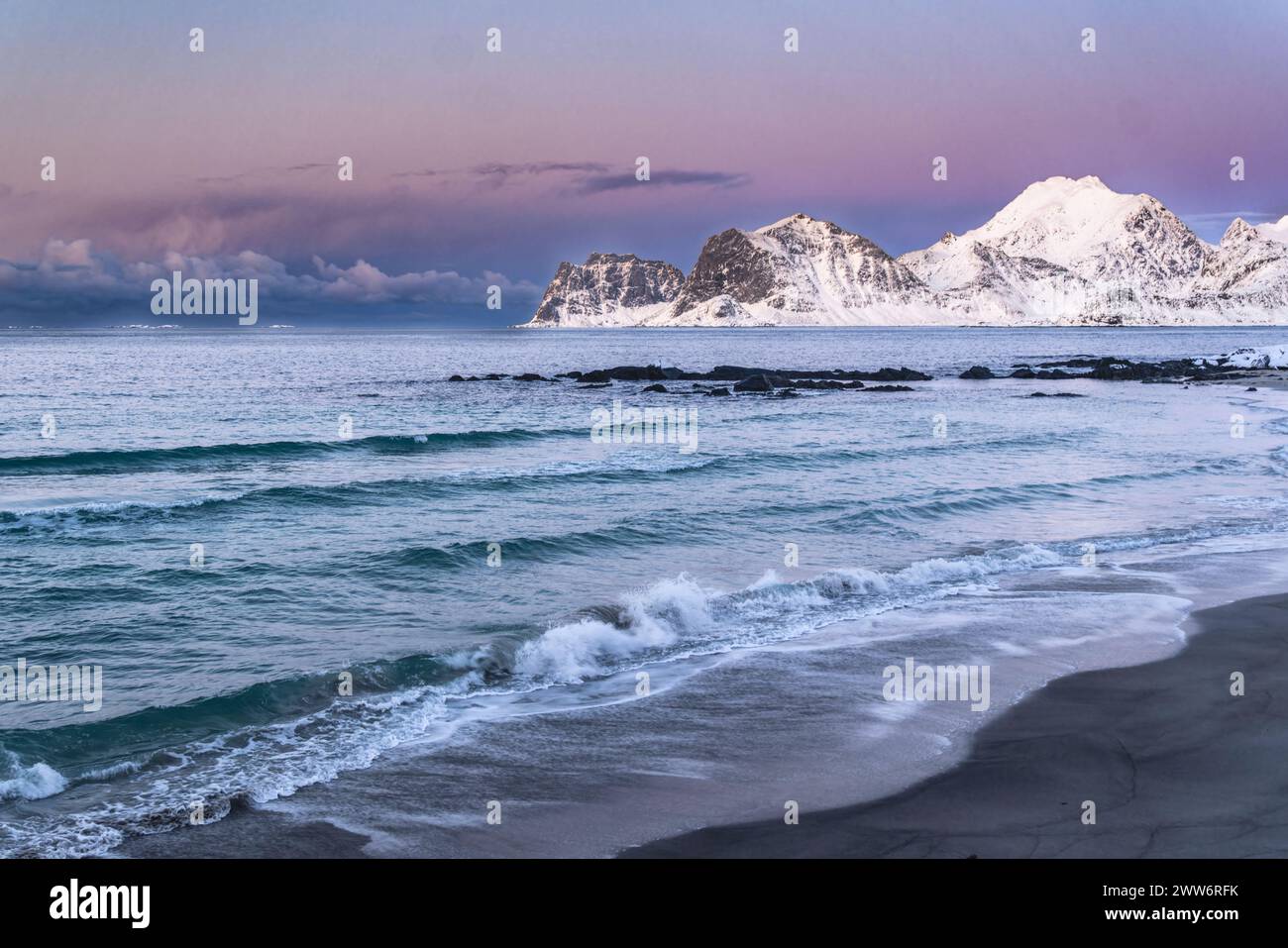 Lofoten Flakstad beach landscape, Norway Stock Photo - Alamy