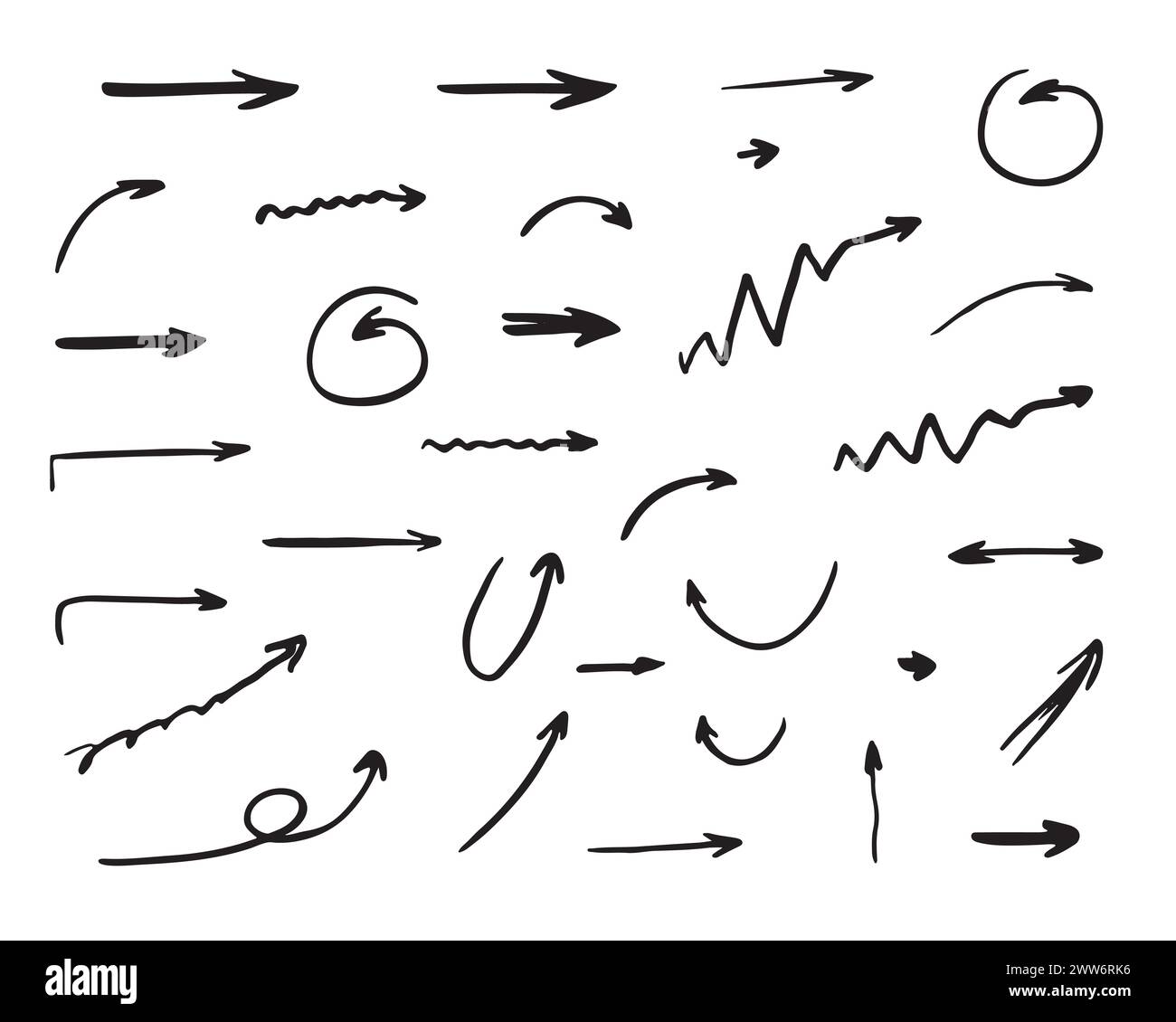 Hand drawn arrow set, collection of pencil sketch symbols Stock Vector ...