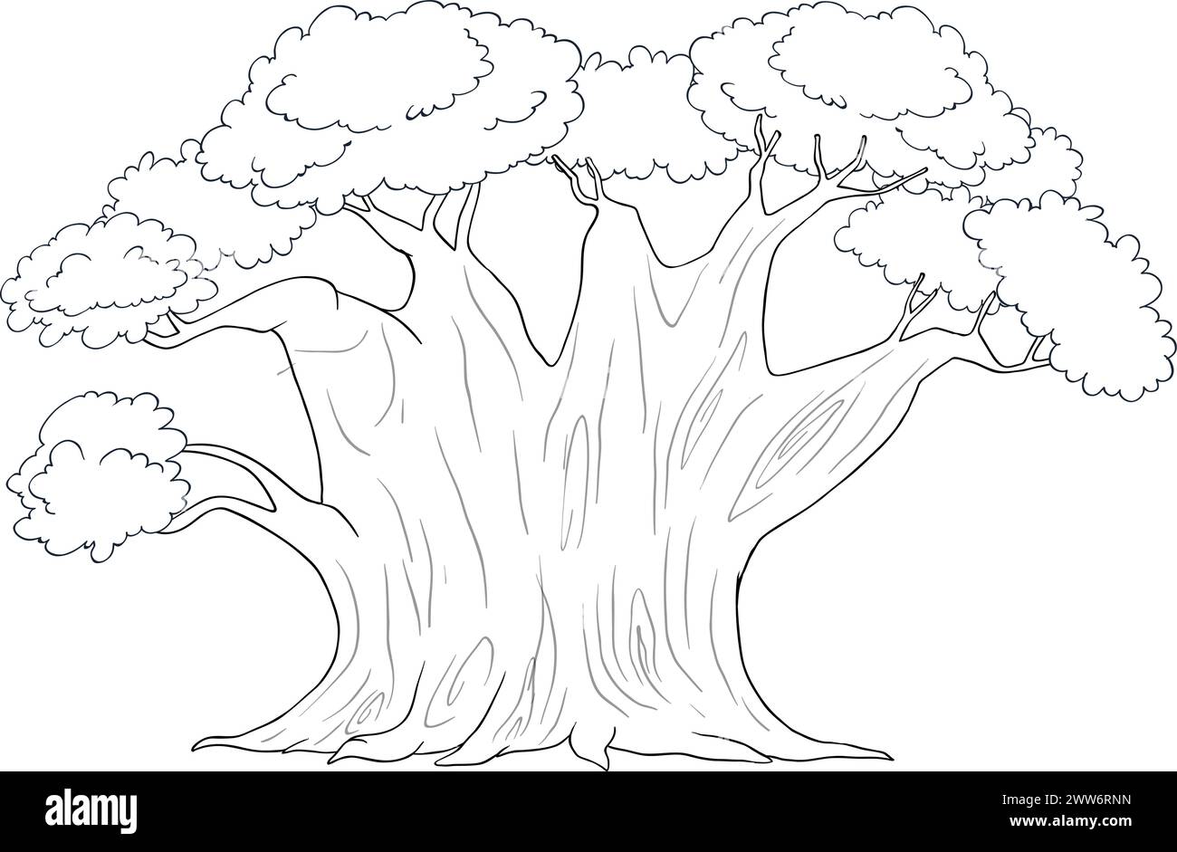 Black and white line art of a large tree Stock Vector Image & Art - Alamy