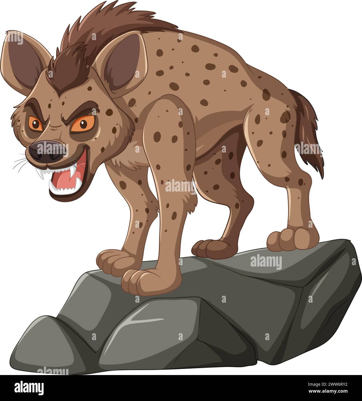 Angry spotted hyena standing on a stone Stock Vector Image & Art - Alamy