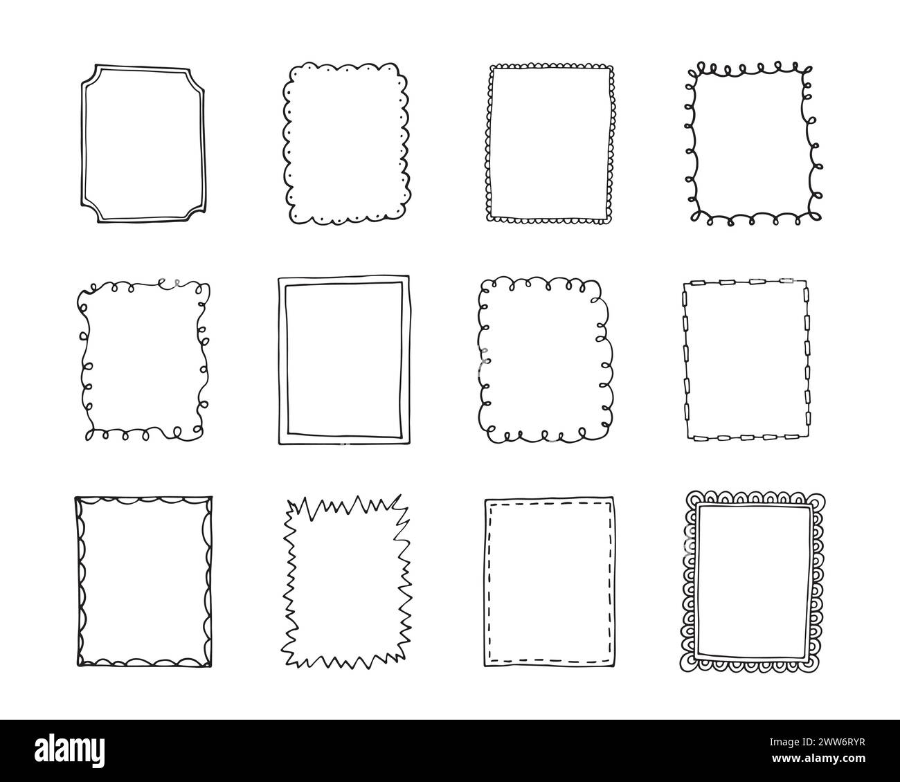 Hand drawn frames. Isolated on white background Stock Vector Image ...