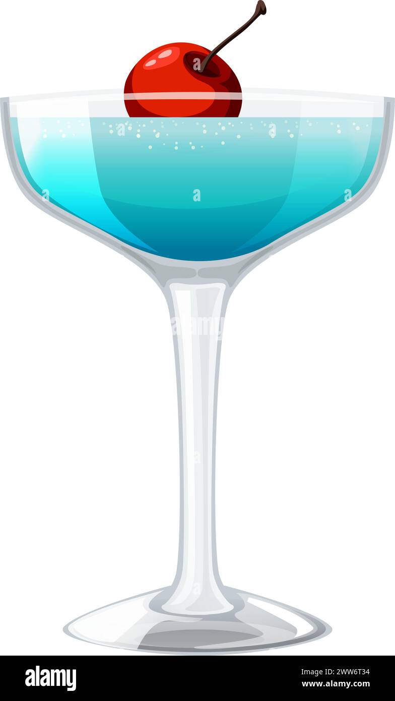 Vector illustration of a blue cocktail in a glass Stock Vector Image ...
