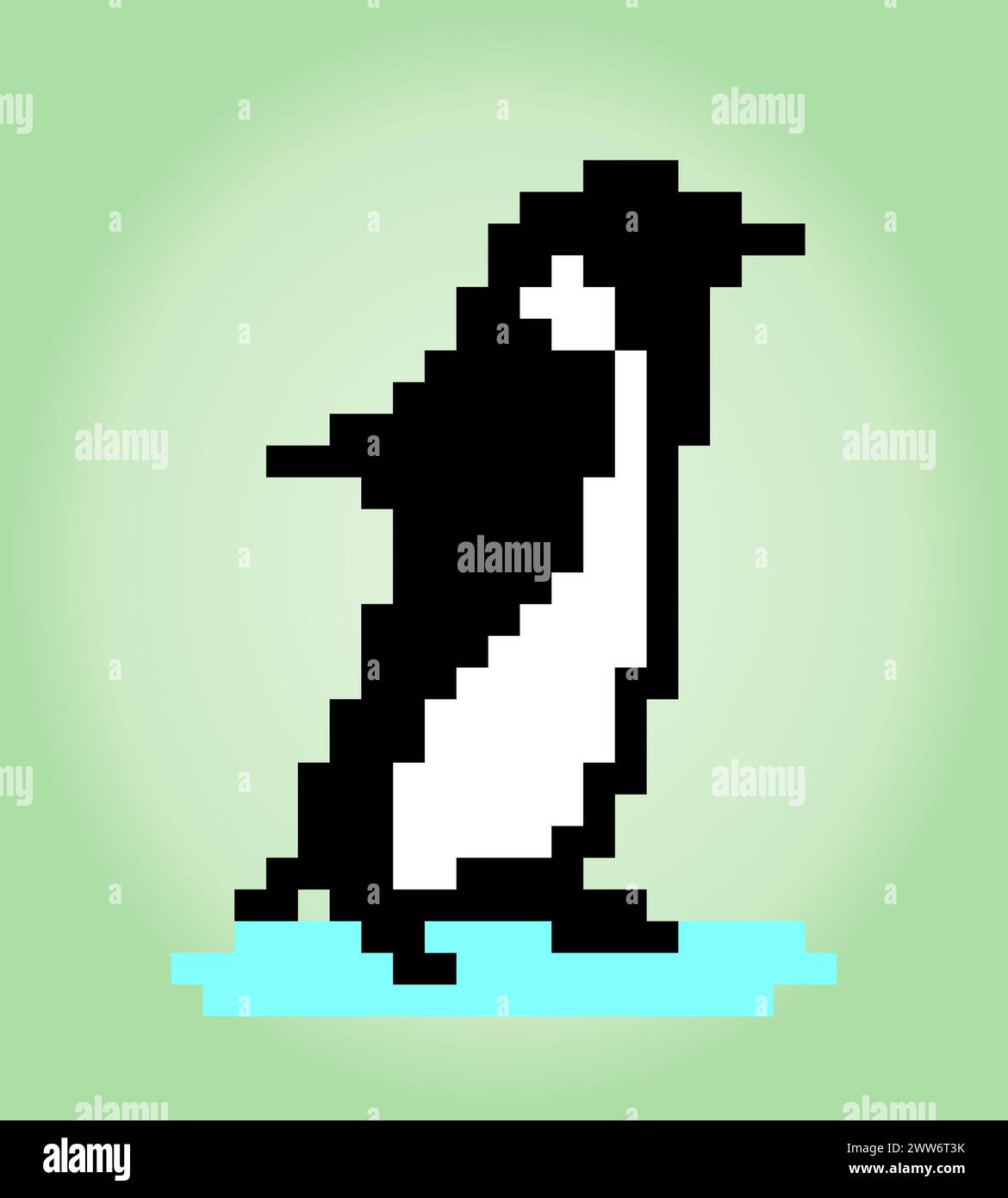 8 bit pixels penguin. Animals for game assets and cross stitch patterns ...