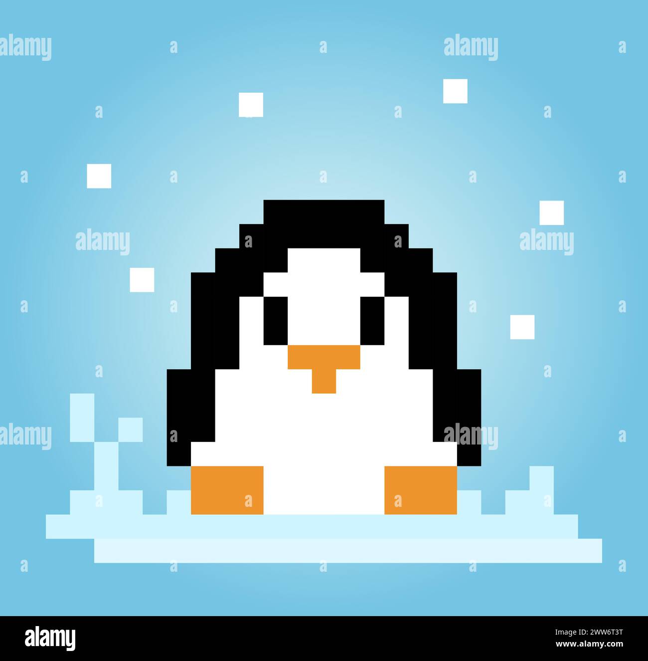 8 bit pixels penguin. Animals for game assets and cross stitch patterns in vector illustrations ...
