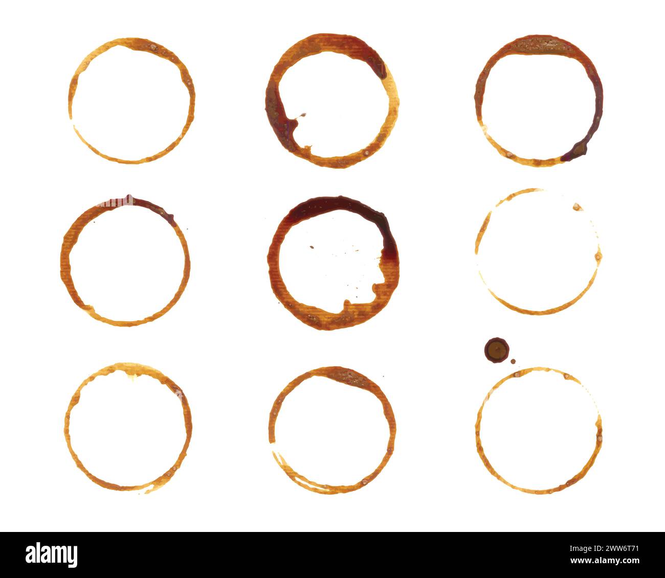 coffee cup stains set. Coffee or tea stains and traces Stock Vector ...