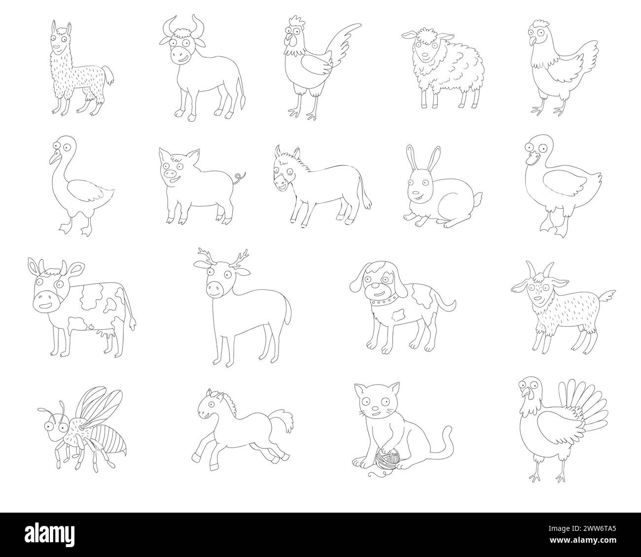 Farm Animals set. Vector sketches hand drawn illustration background ...