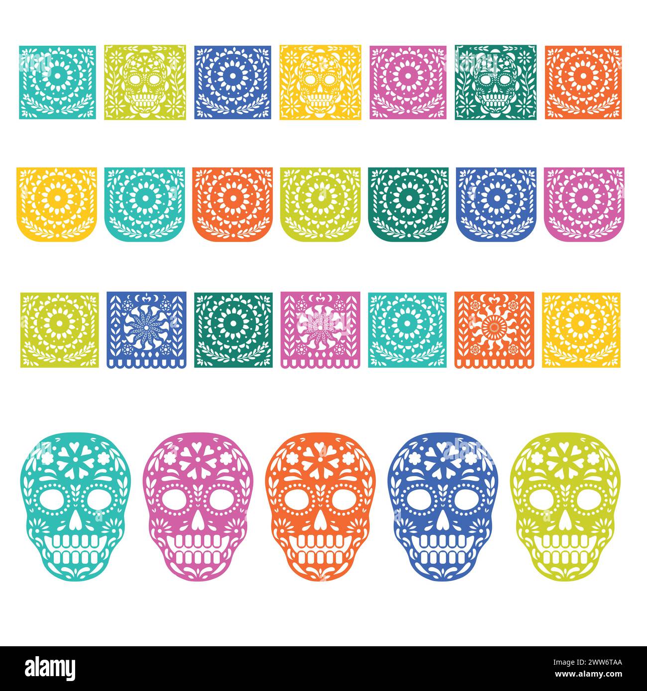 Mexican Papel Picado design. Viva Mexico Independence Celebration Stock ...