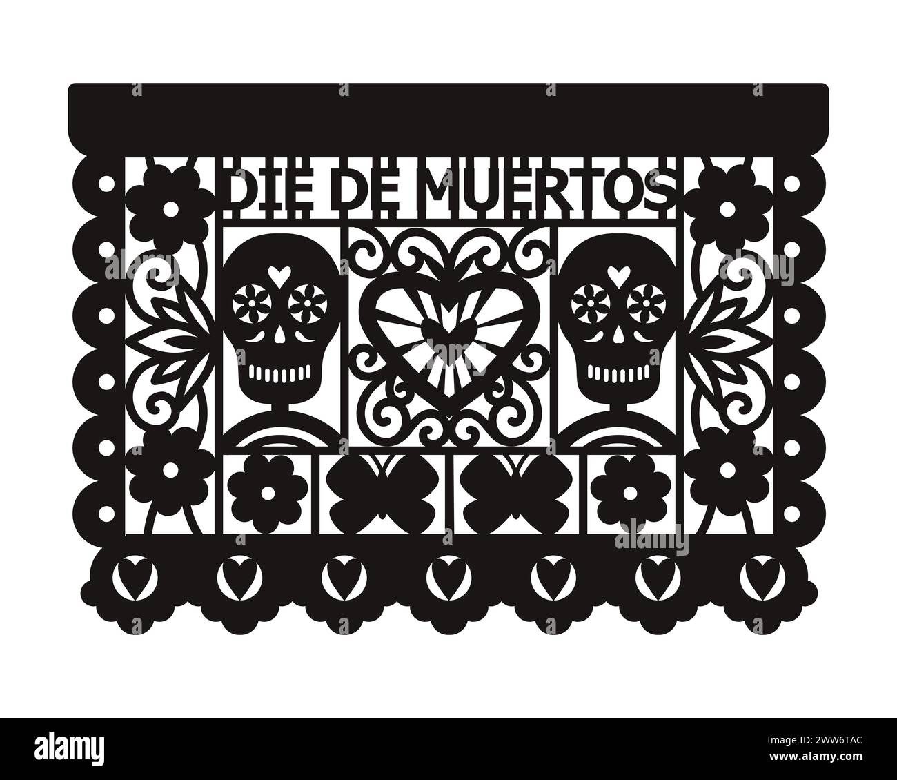 Mexican paper decorations - Papel Picado Laser cut template Stock ...