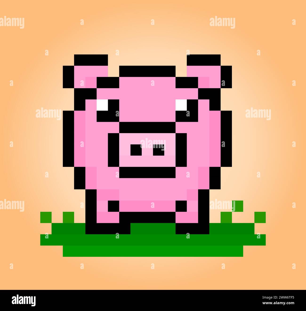8 bit pixel pig. Animal for game assets and cross stitch patterns in ...