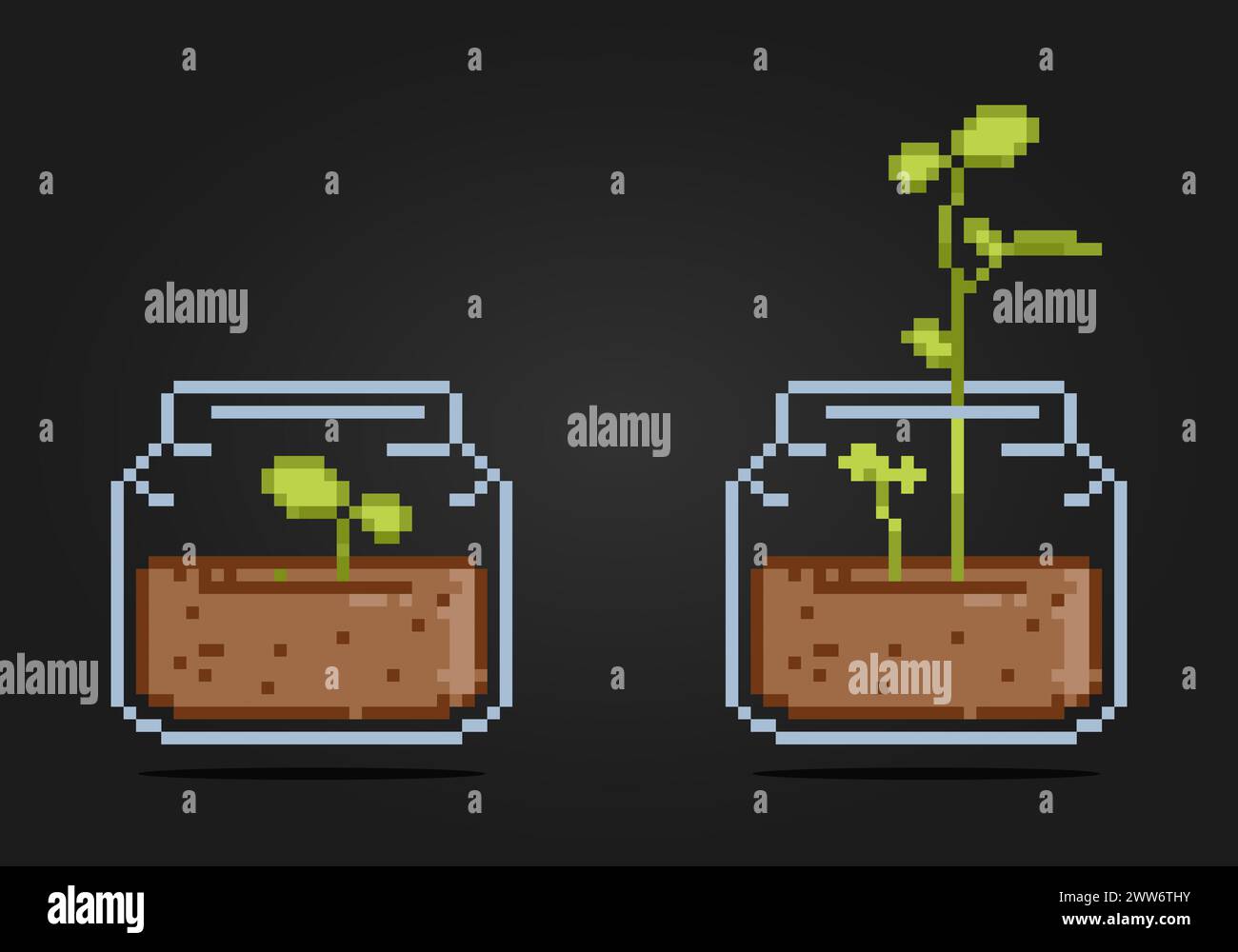 8 bit pixel tree buds in a glass jar. for game assets and Cross Stitch ...