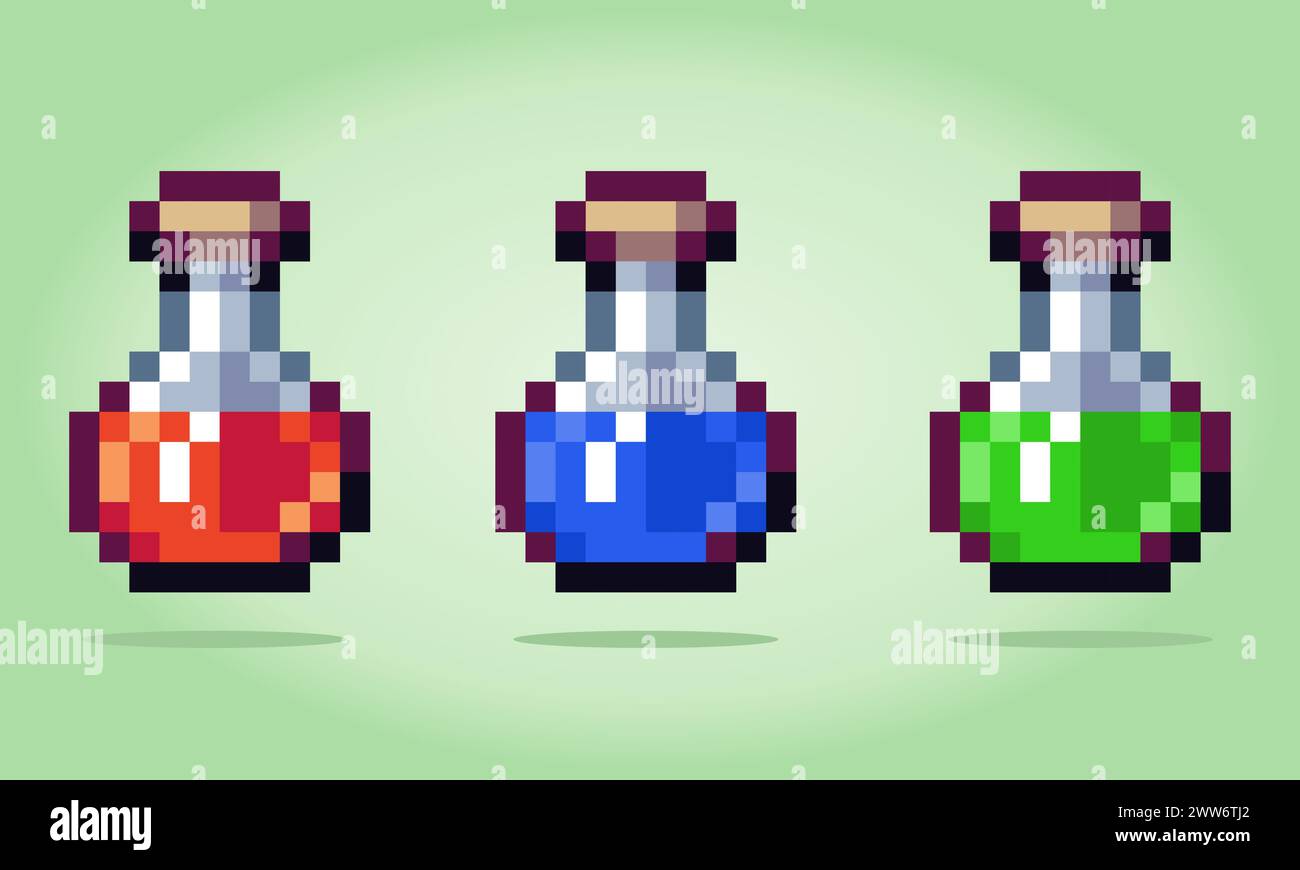 8 bit pixel potions. Medicine for game assets and cross stitch patterns ...