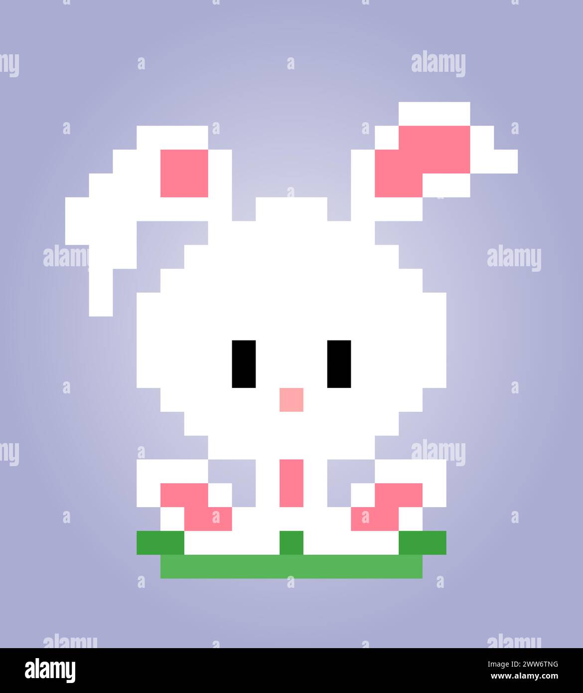 8 bit pixels rabbit. Animals for game assets and cross stitch patterns in vector illustrations ...