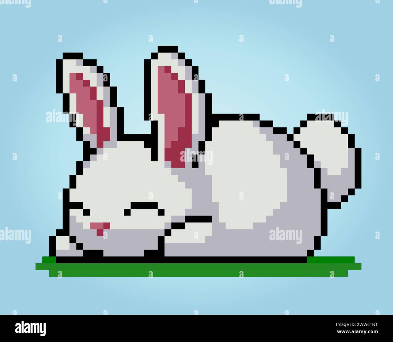 8 bit pixel lazy rabbit. Animals for game assets and cross stitch patterns in vector ...
