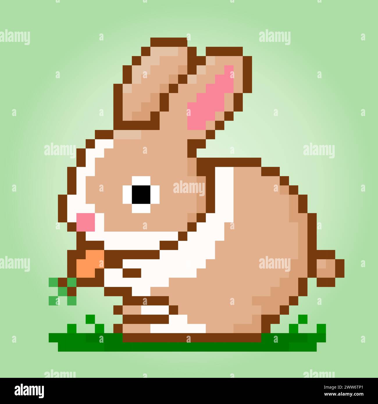 8 bit pixels rabbit. Animals for game assets and cross stitch patterns in vector illustrations ...