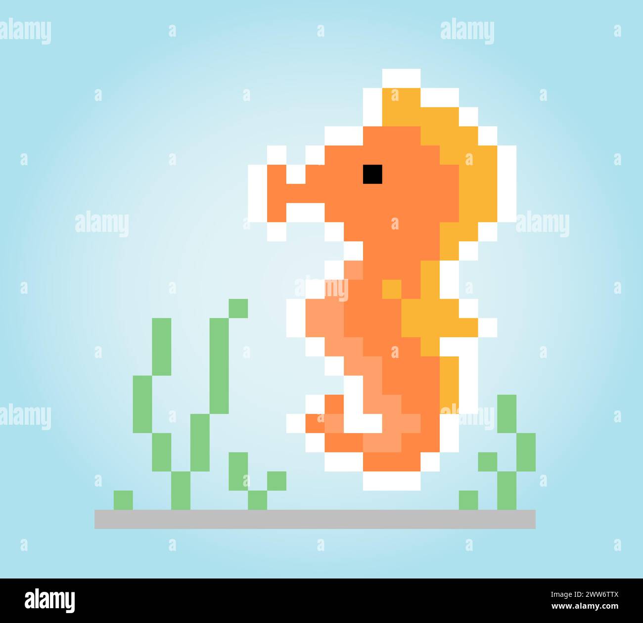 seahorse pixels. Vector illustration of 8 bit game assets Stock Vector ...