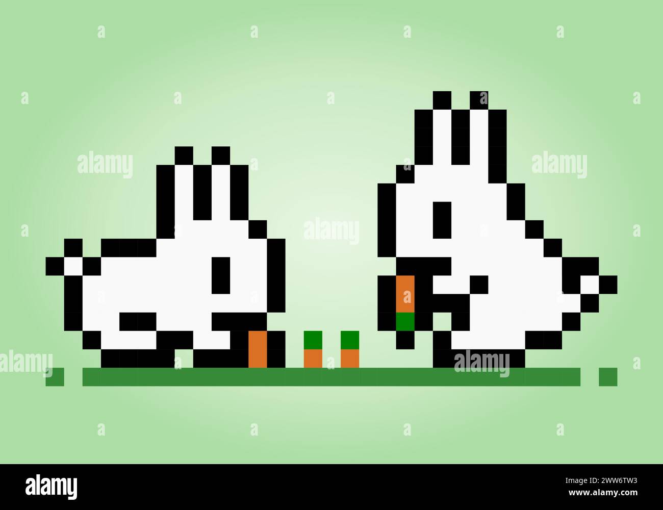 8 bit pixels rabbit. Animals for game assets and cross stitch patterns in vector illustrations ...