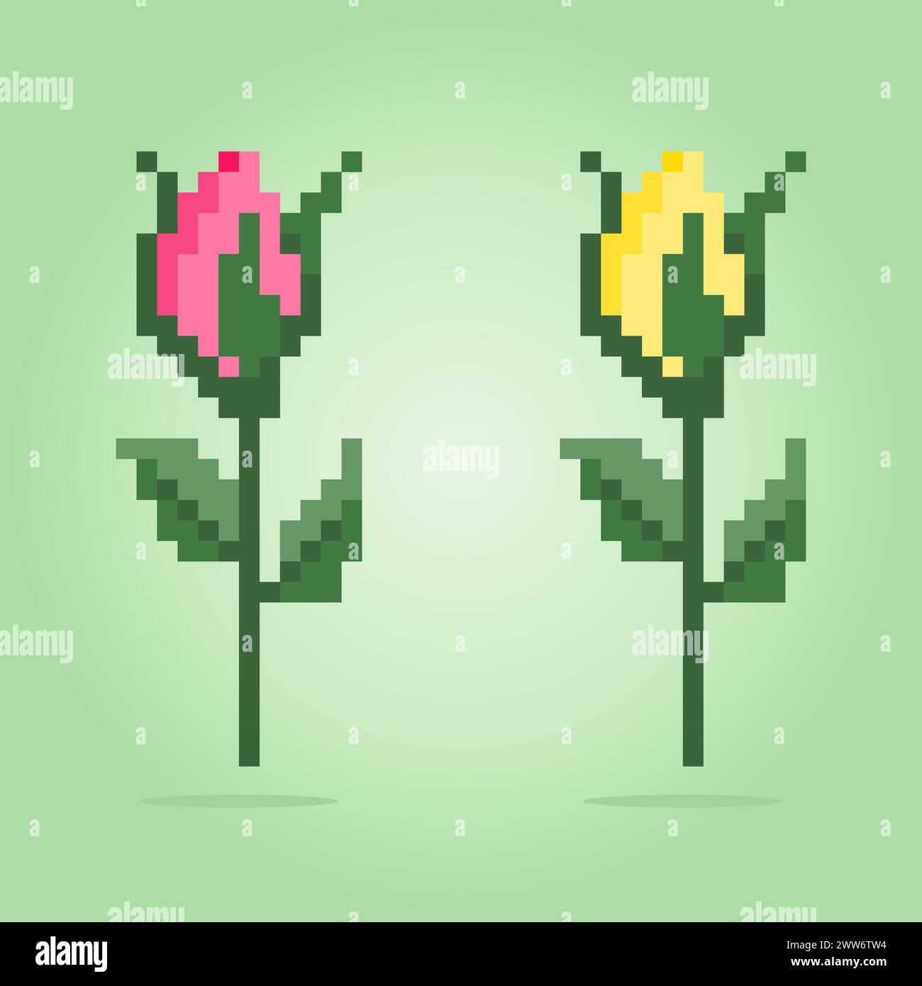8 bit pixels of rosebud. Flowers for asset games and Cross Stitch ...