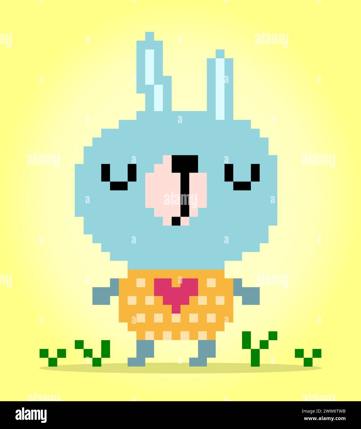 8 bit pixels rabbit. Animals for game assets and cross stitch patterns in vector illustrations ...