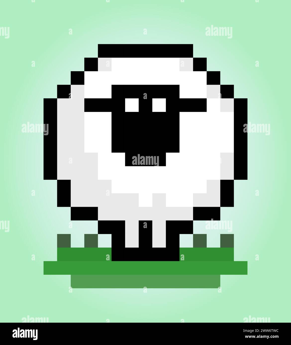 8 bit pixel sheep. Animal for game assets and cross stitch pattern, in ...