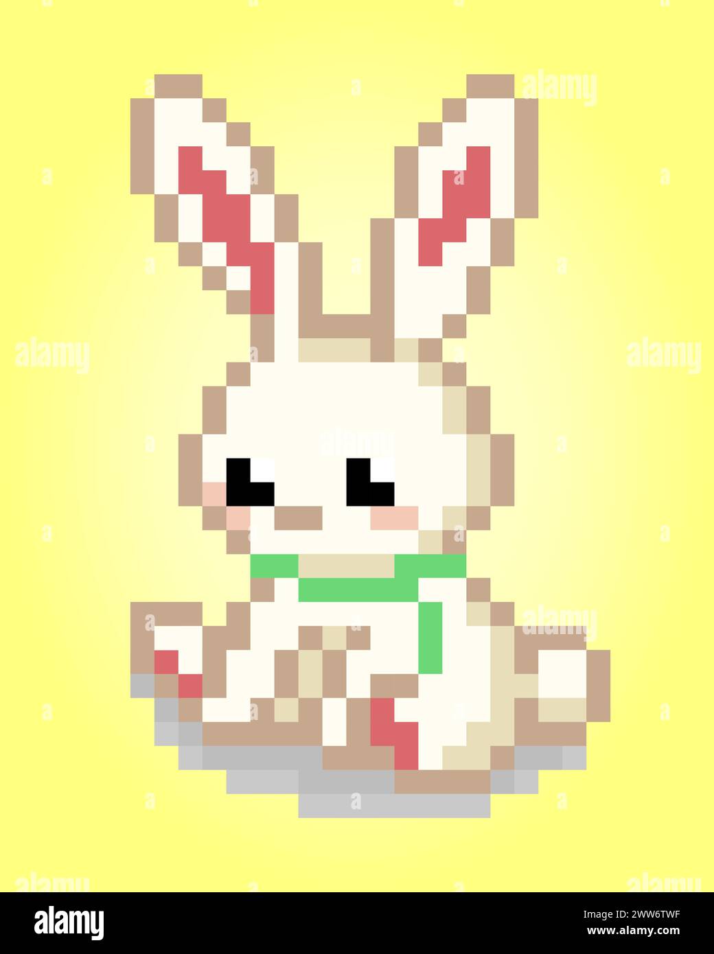 8 bit pixels rabbit. Animals for game assets and cross stitch patterns ...