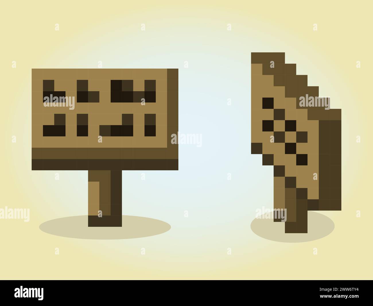 8 bit pixel of sign board, for game assets and cross stitch pattern, in ...