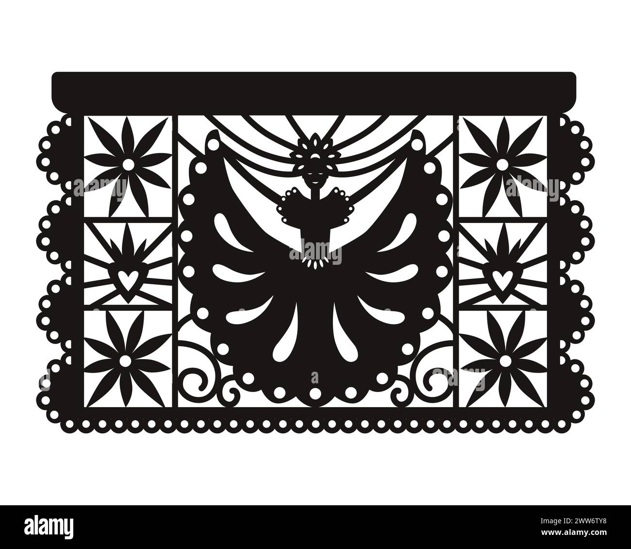 Mexican Papel Picado design. Viva Mexico Independence Celebration Stock ...