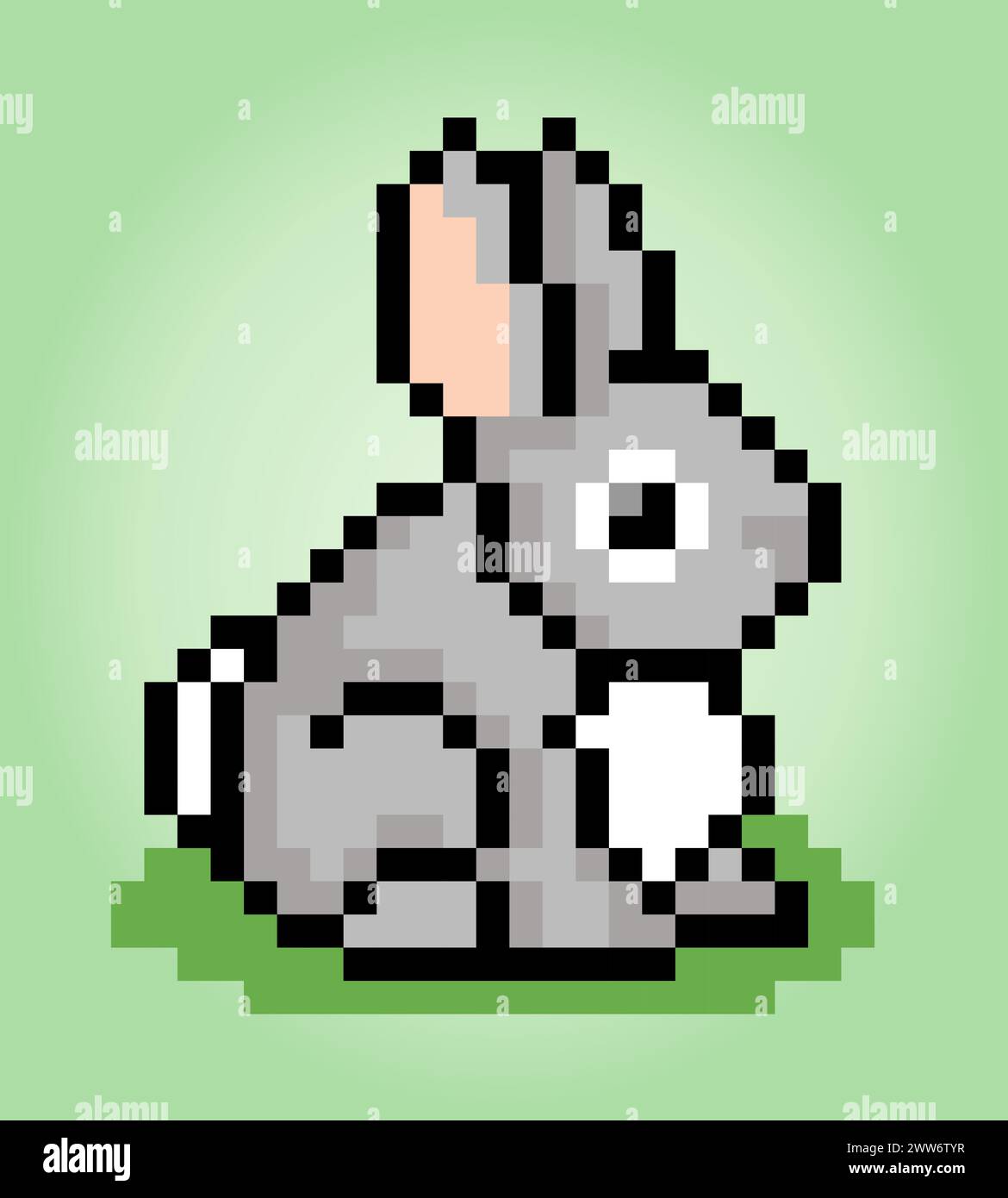 8 bit pixels rabbit. Animals for game assets and cross stitch patterns in vector illustrations ...