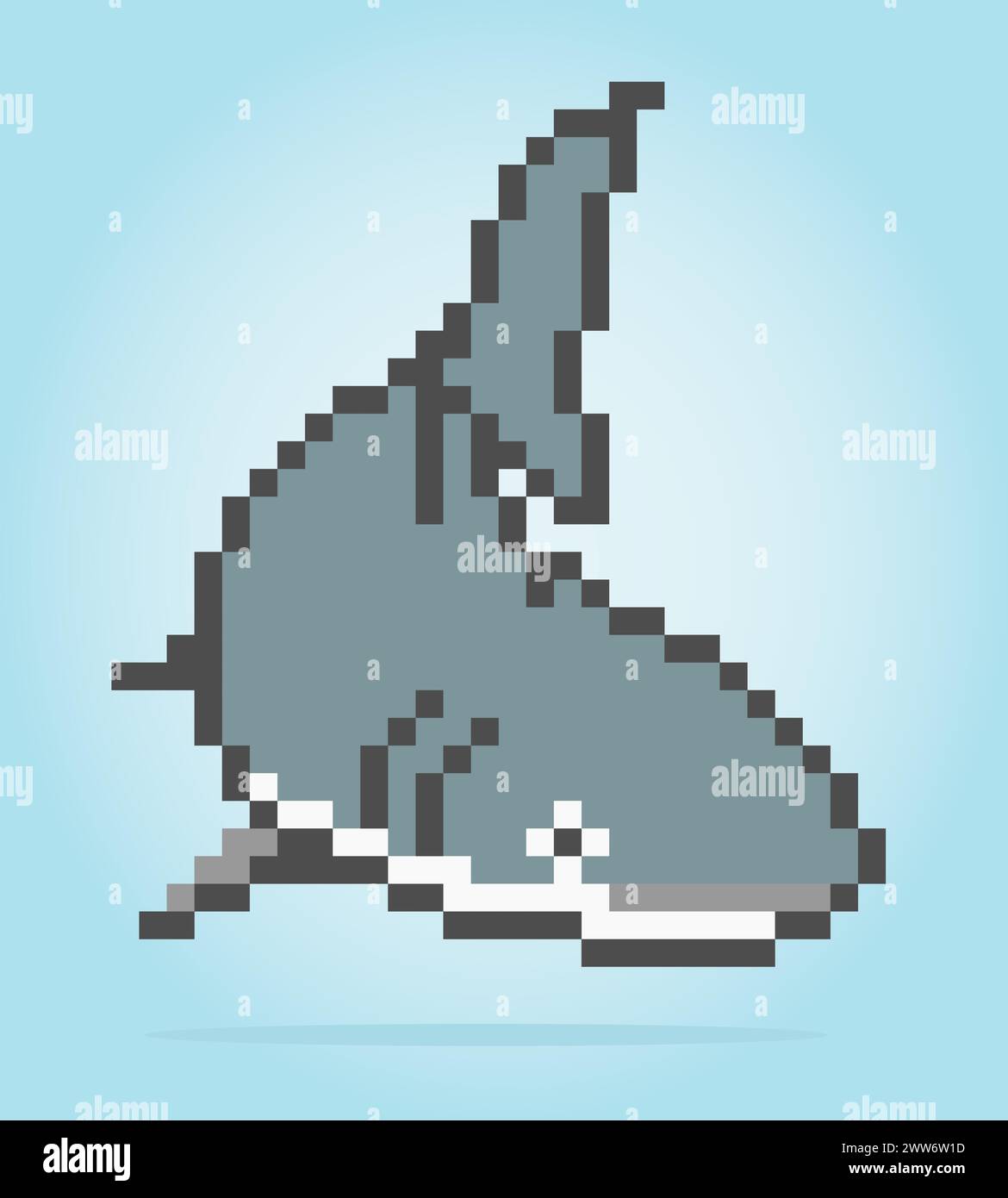 8 bit pixels of shark. Animal for asset games and Cross Stitch patterns in vector illustrations ...