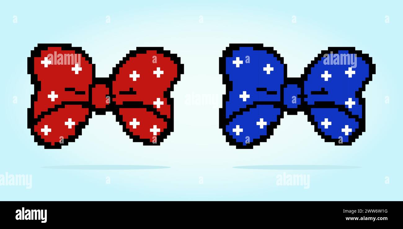 8 bit pixel of colorful gift ribbons. Accessories for game assets and ...