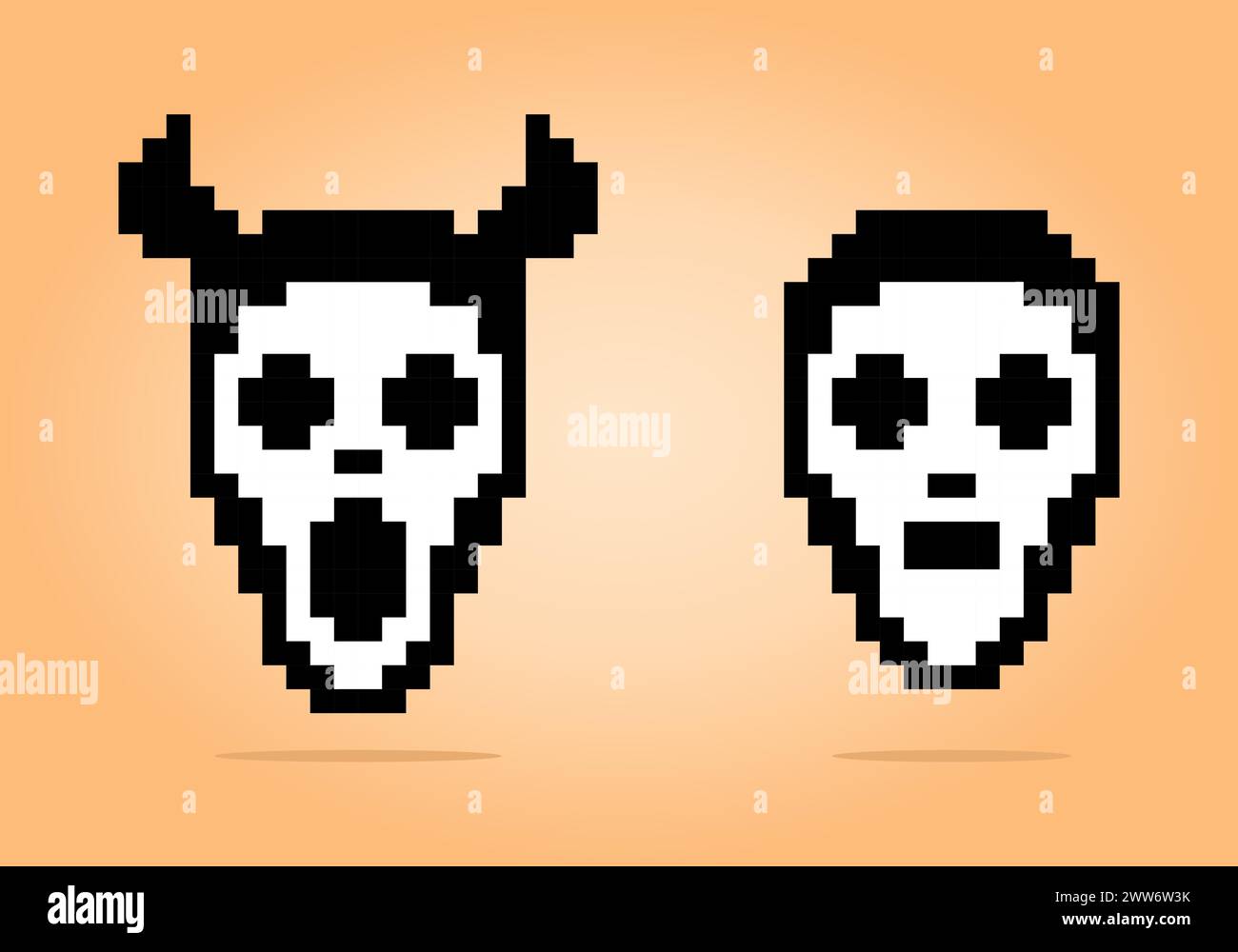 8 bit pixels of scary face mask. Halloween costumes for asset games and ...