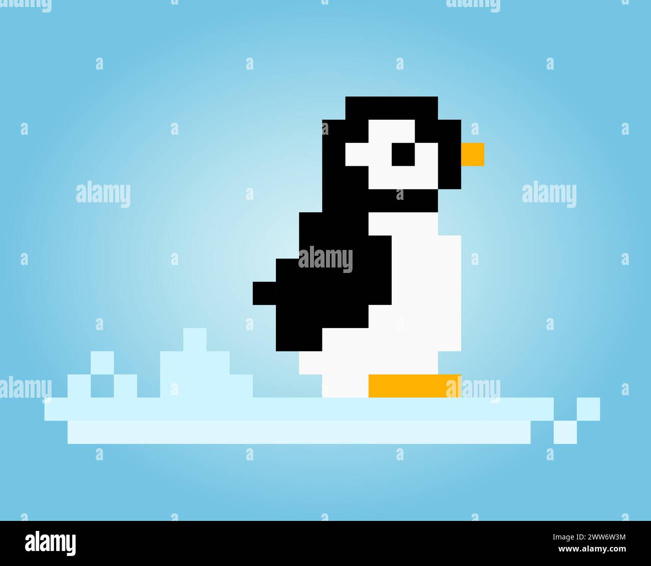 8 bit pixels penguin. Animals for game assets and cross stitch patterns ...
