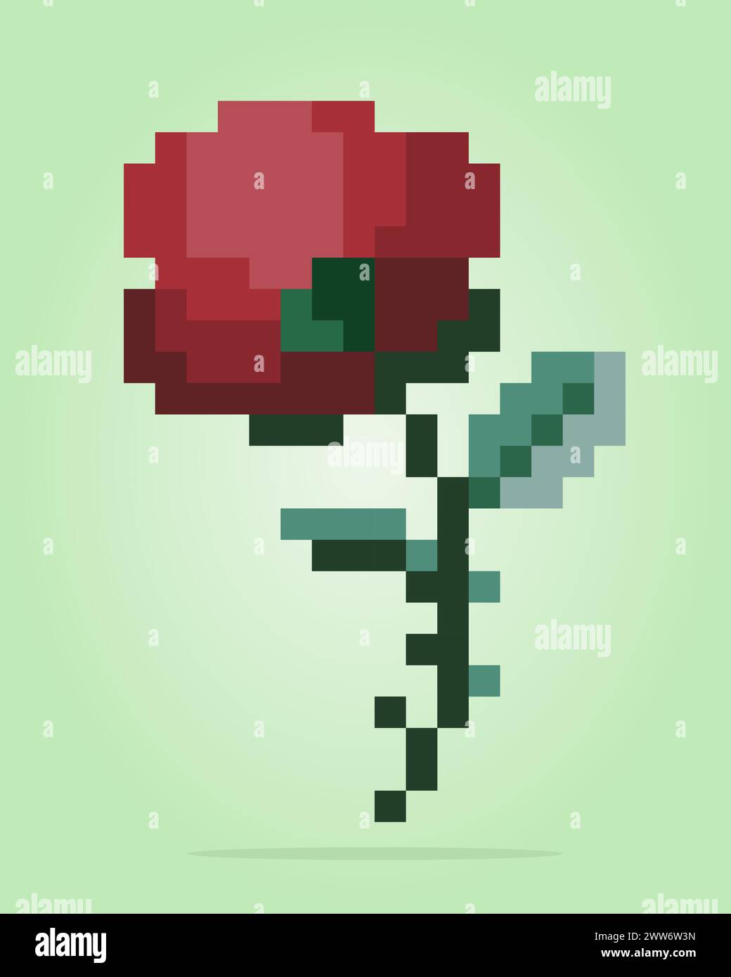 8 bit pixels of rose. Flowers for asset games and Cross Stitch patterns ...