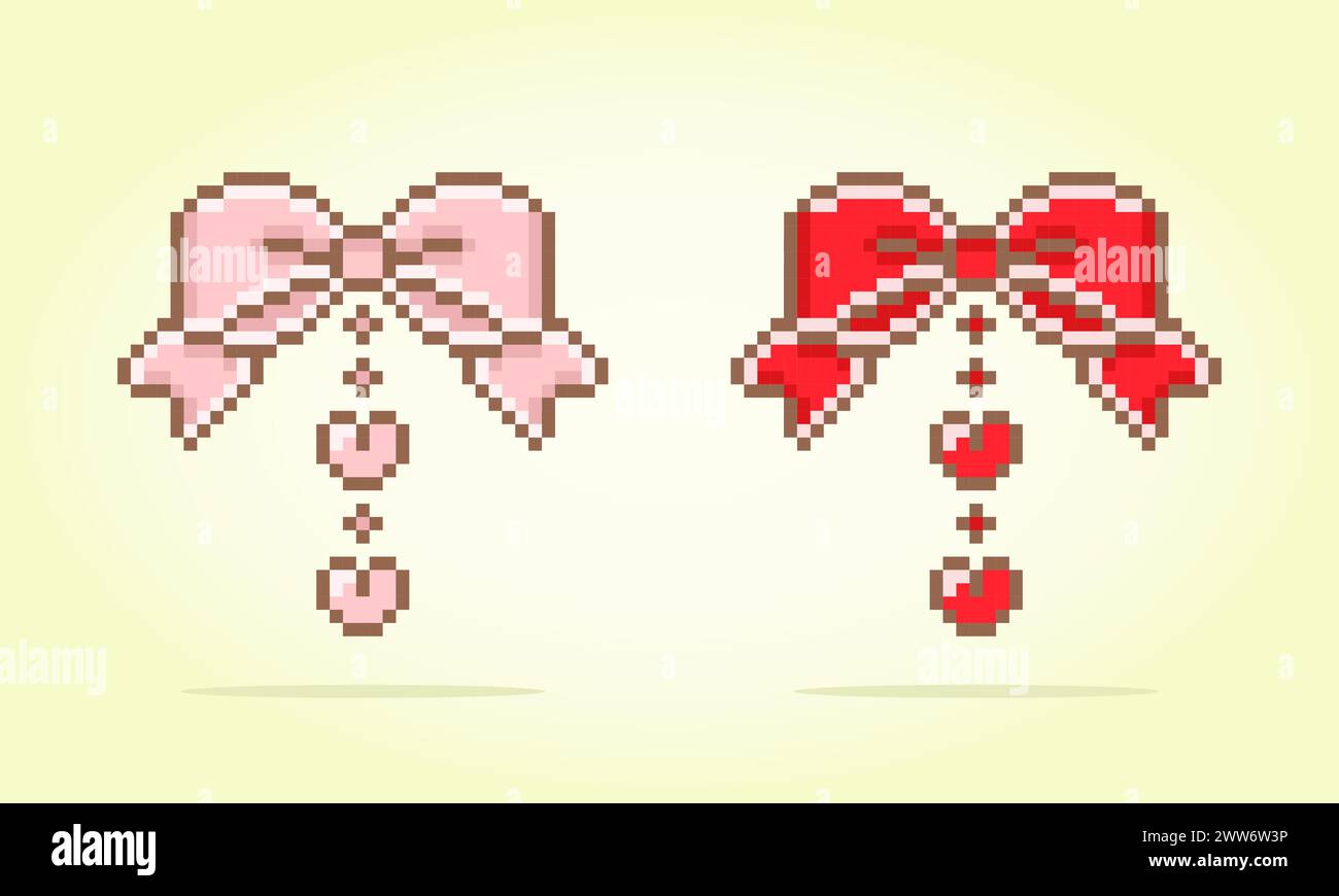 8 bit pixel of colorful gift ribbons. Accessories for game assets and ...