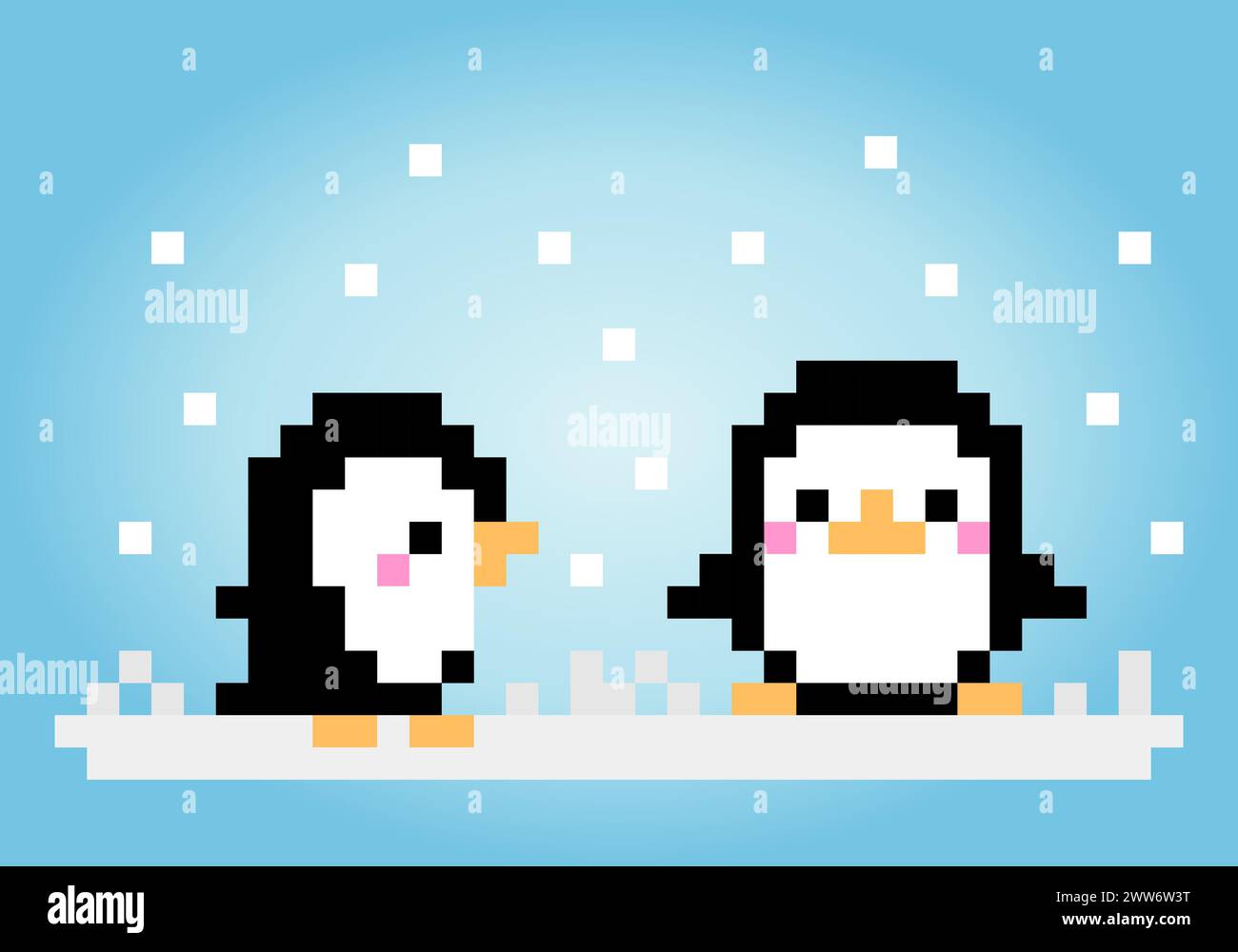 8 bit pixels penguin. Animals for game assets and cross stitch patterns in vector illustrations ...