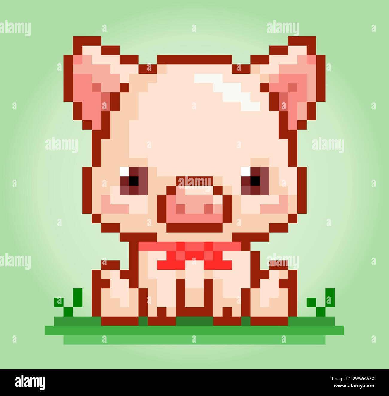 8 bit pixel pig. Animal for game assets and cross stitch patterns in ...