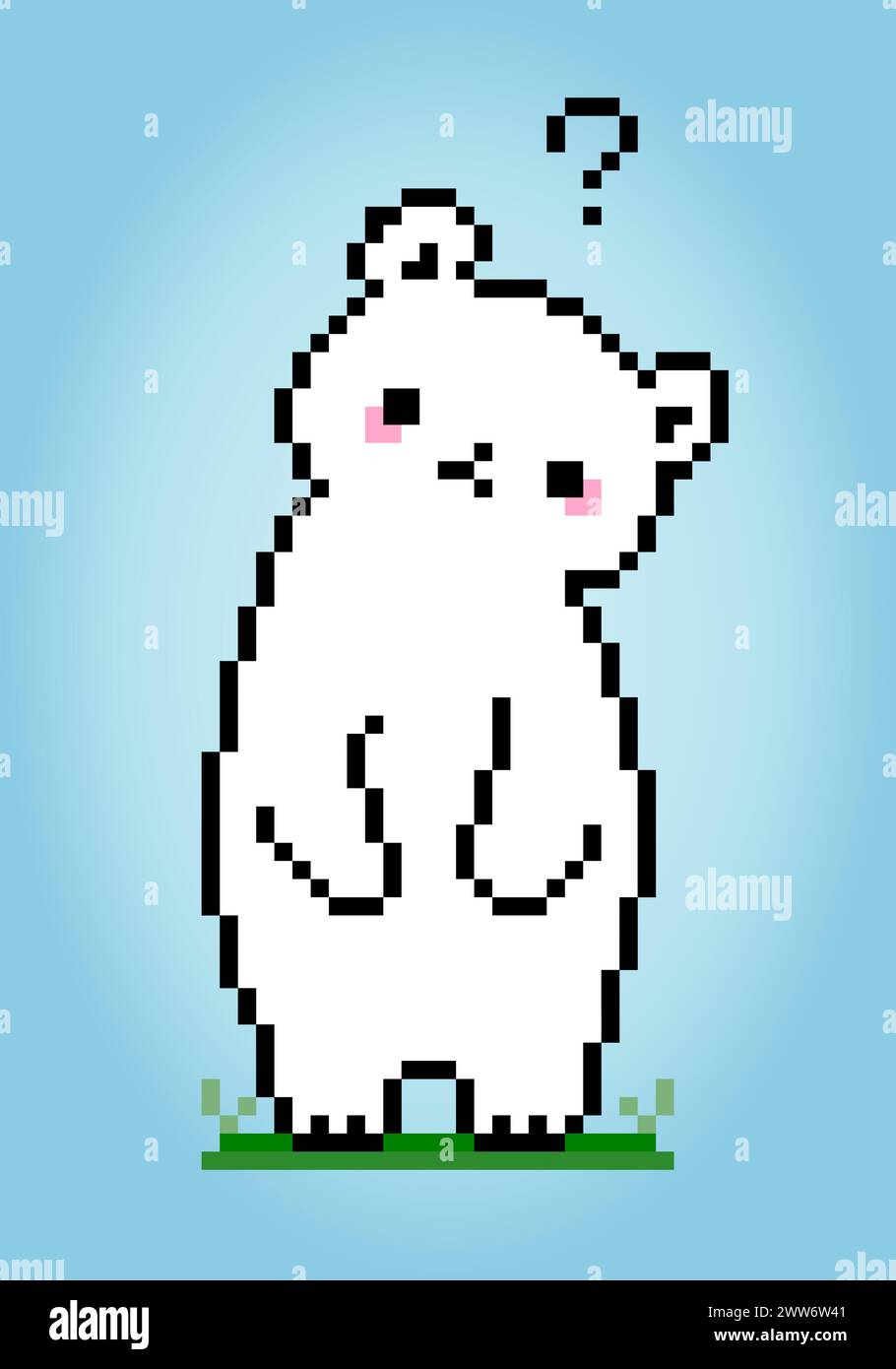 Pixel 8 bit polar bear. Animal game assets in vector illustration. bathtub Stock Vector Image ...