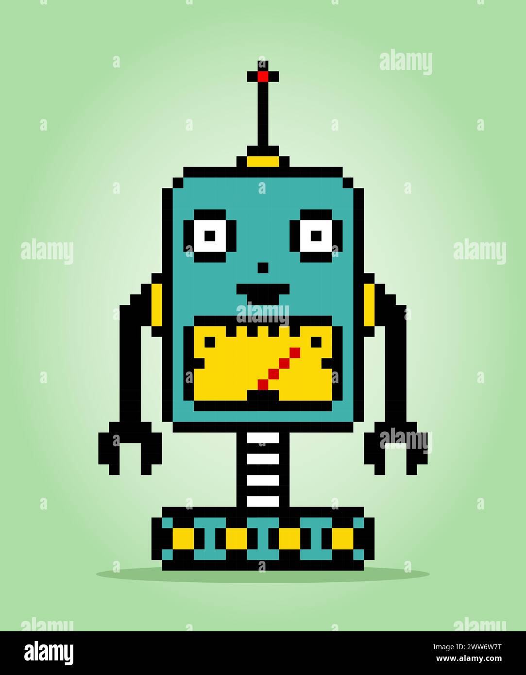 8 bit pixel robot in vector illustrations for game assets Stock Vector ...
