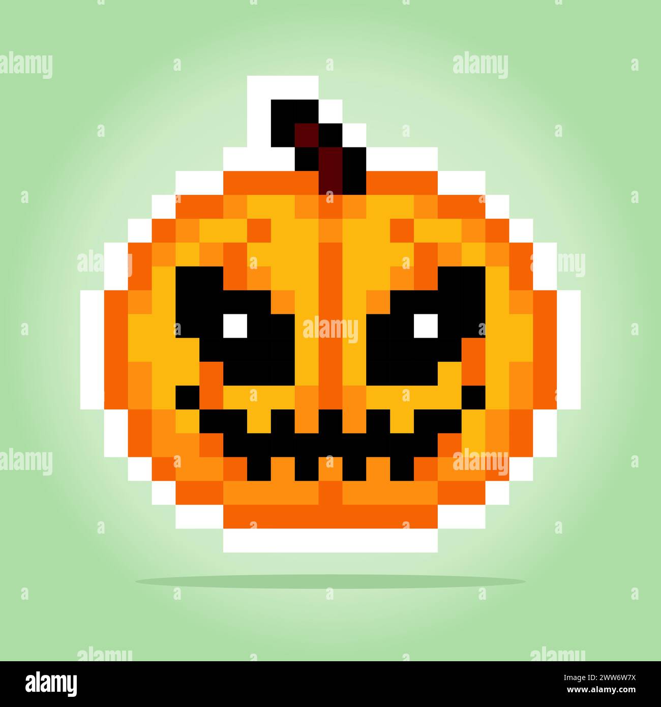 8 bit pixel of pumpkin halloween. Veggies for game assets and cross ...